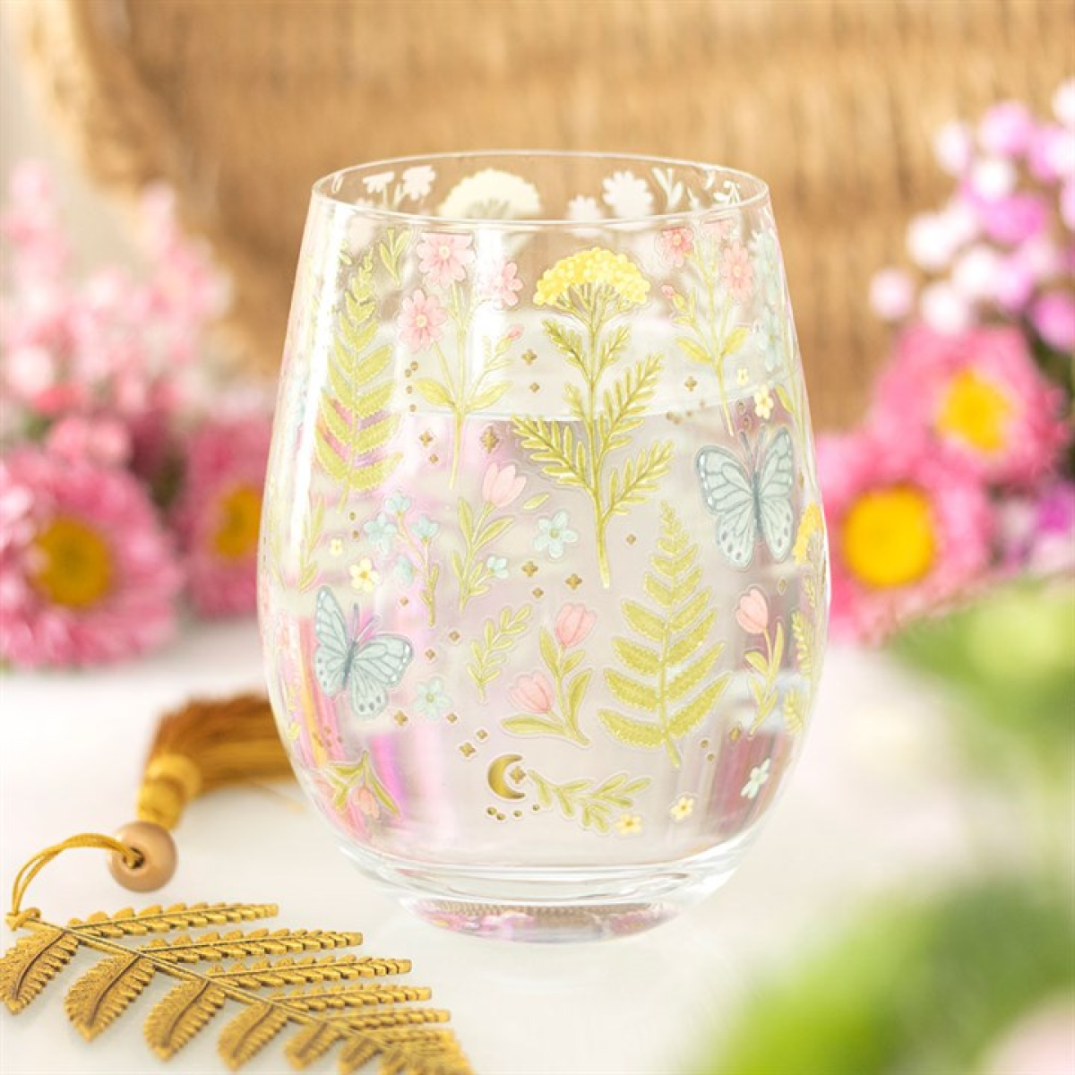 Luna Bloom Floral Stemless Glass – Witch, Please!